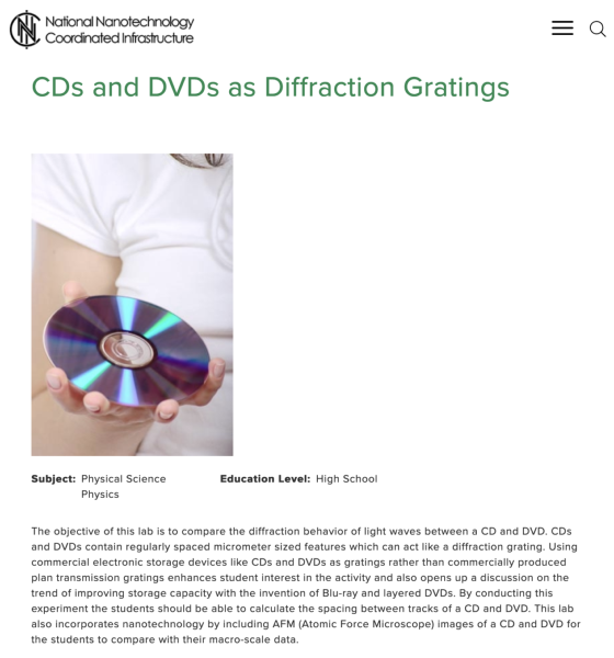 ATE Central - CDs and DVDs as Diffraction Gratings